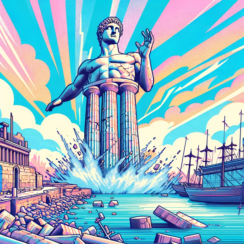 Explique pourquoi le colosse de rhodes, l'une des sept merveilles du ...