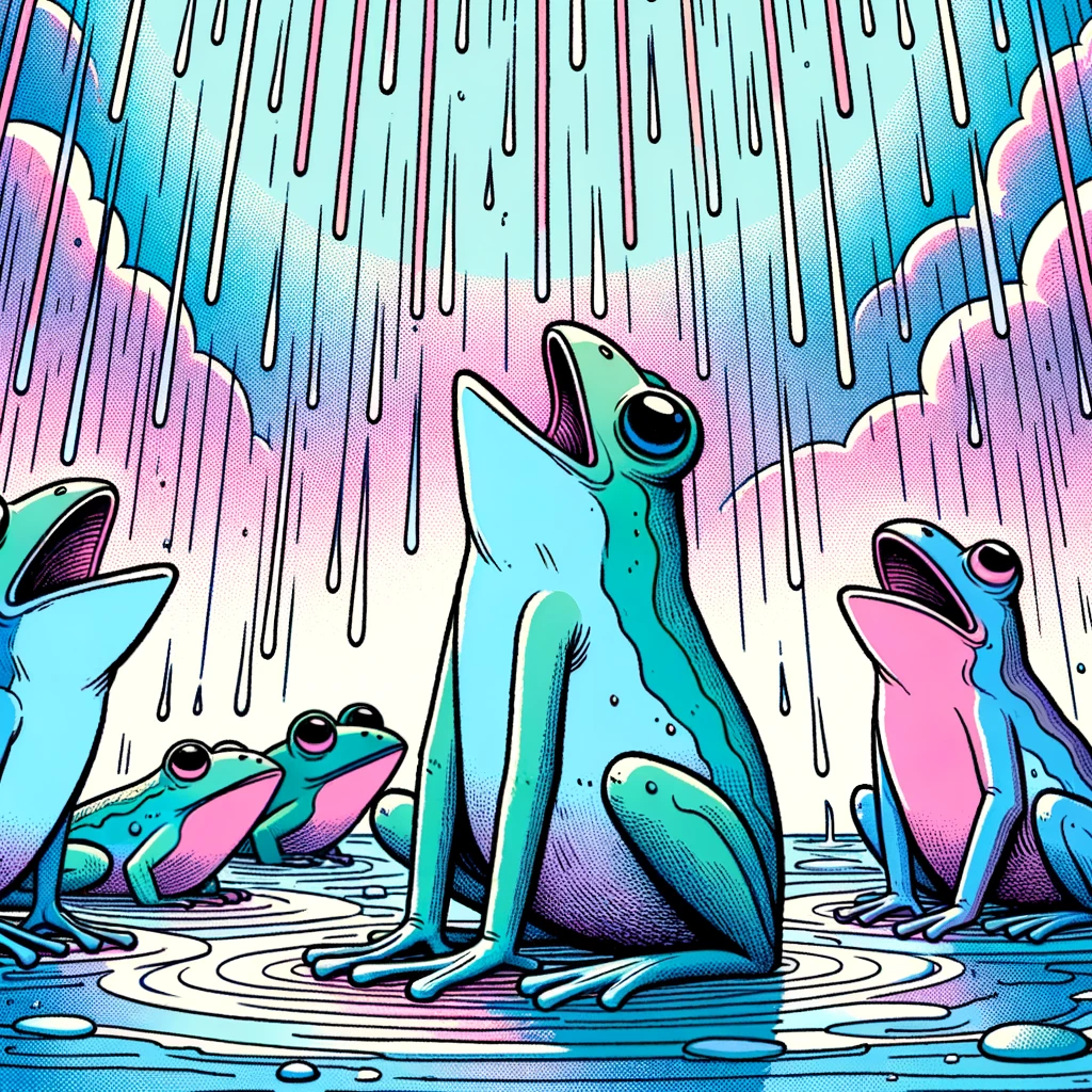 Explique pourquoi les grenouilles coassent plus fort sous la pluie